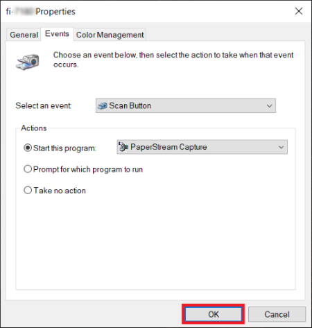 What settings are needed to start a scan from the Scan button on the ...
